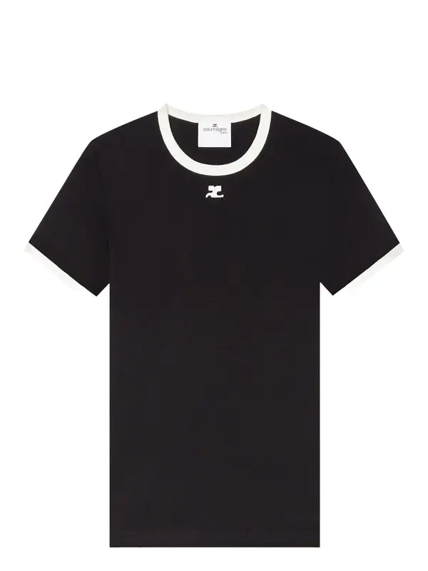 COURREGES Signature Contrast T-shirt - Black