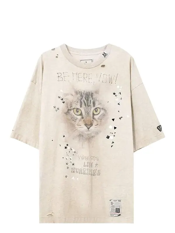 Mihara Yasuhiro Embellished Distressed T-shirt - Grey