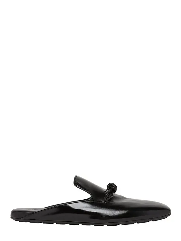 Bottega Veneta Roma Shiny Leather Knot Mules - Black