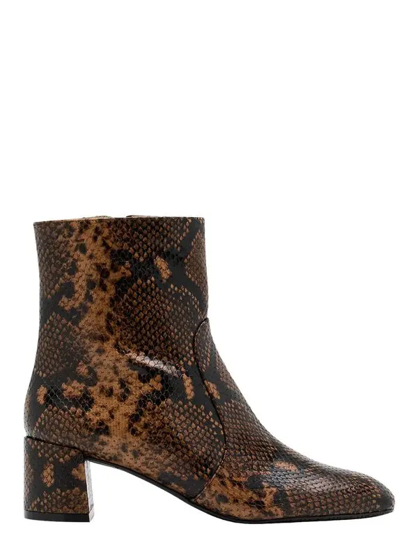 STUART WEITZMAN Maeve Snake-printed Leather Booties - Espresso