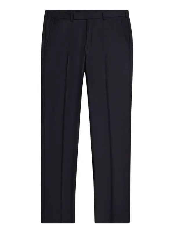 Zegna Trofeo Wool Flat-front Trousers - Navy