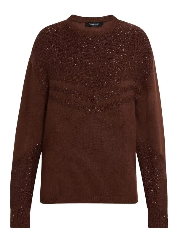 Fabiana Filippi Sequin Metallic Knit Oversized Sweater - Ebano