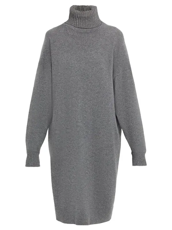 Michael Kors Cashmere Knit Turtleneck Midi Sweater Dress - Banker Mel