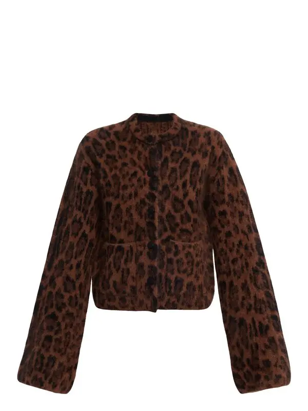 Adam Lippes Barret Leopard-print Cashmere Jacket - Brown
