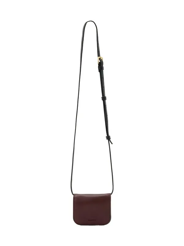 ALLSAINTS Maeve Leather Cardholder Crossbody - Dark Red