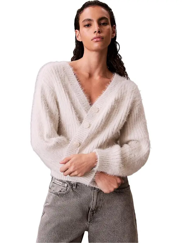 Calvin Klein Soft Cropped Cardigan - Chalk