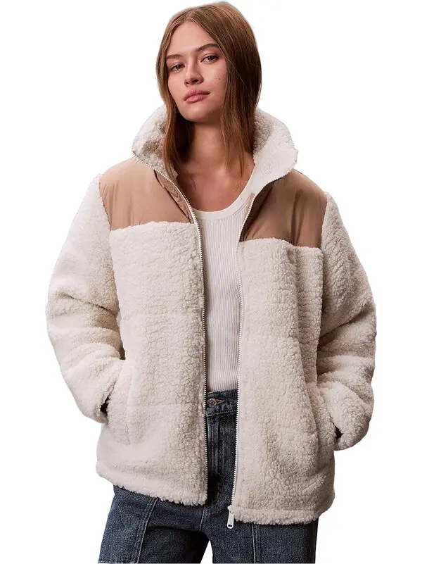Calvin Klein Sherpa Puffer Jacket - Chalk