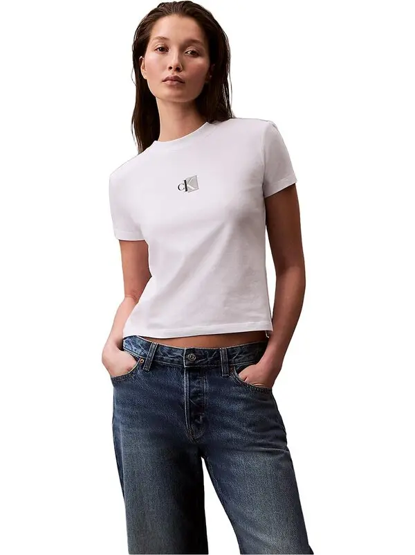 Calvin Klein Monogram Logo Slim Fit T-shirt - Brilliant White