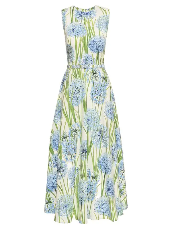 Oscar De La Renta Allium Cotton Poplin Dress - Blue