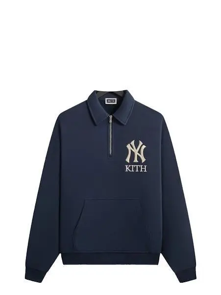 Kith X New York Yankees Quarter Zip Popover Sweatshirt - Nocturnal