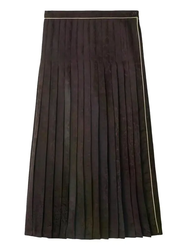 Burberry Sunflower Pleated Silk Midi Skirt - Brown