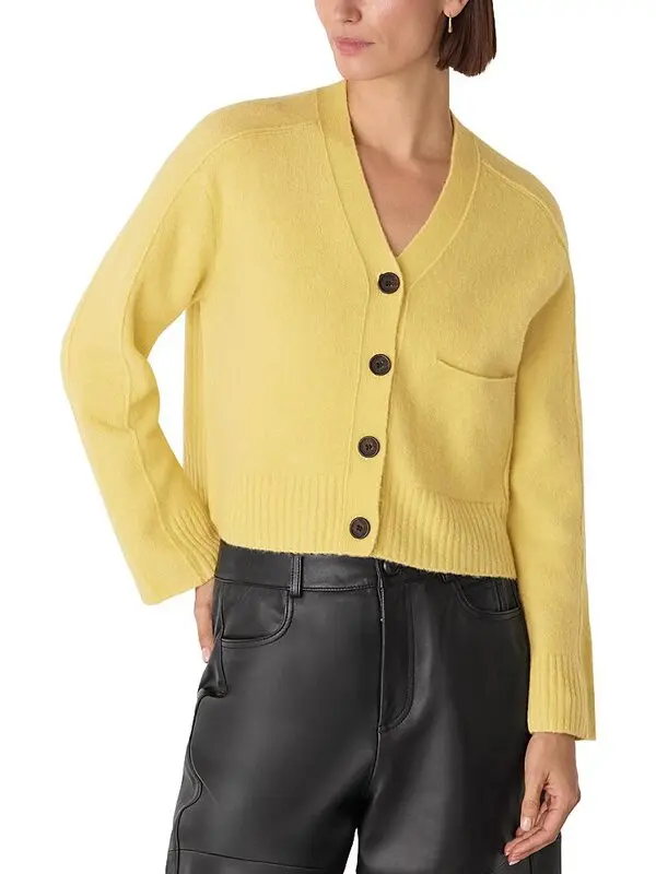 Whistles Wool Blend Pocket Cardigan - Yellow