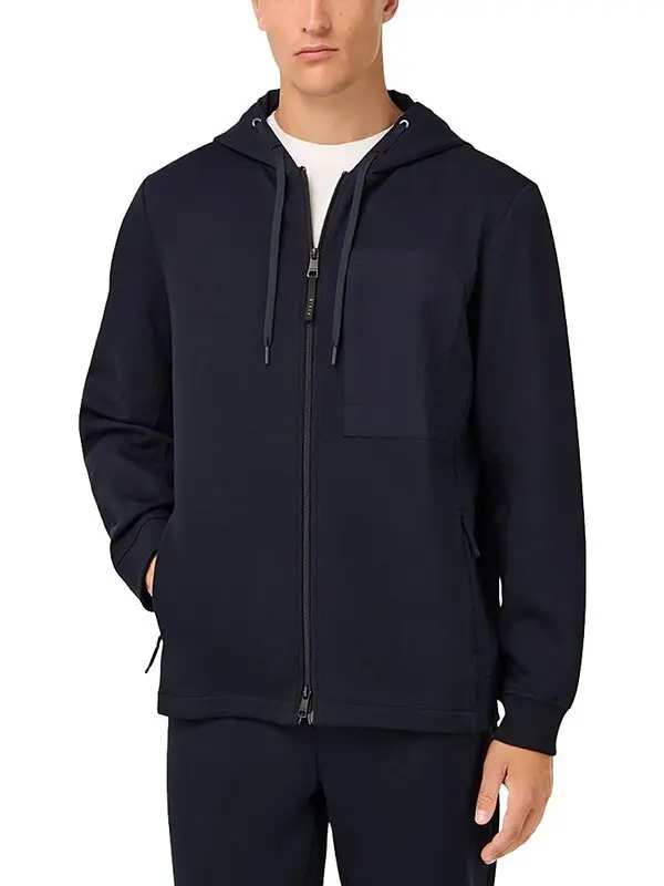 Boggi Milano Cotton Blend Scuba Hoodie - Navy Blue