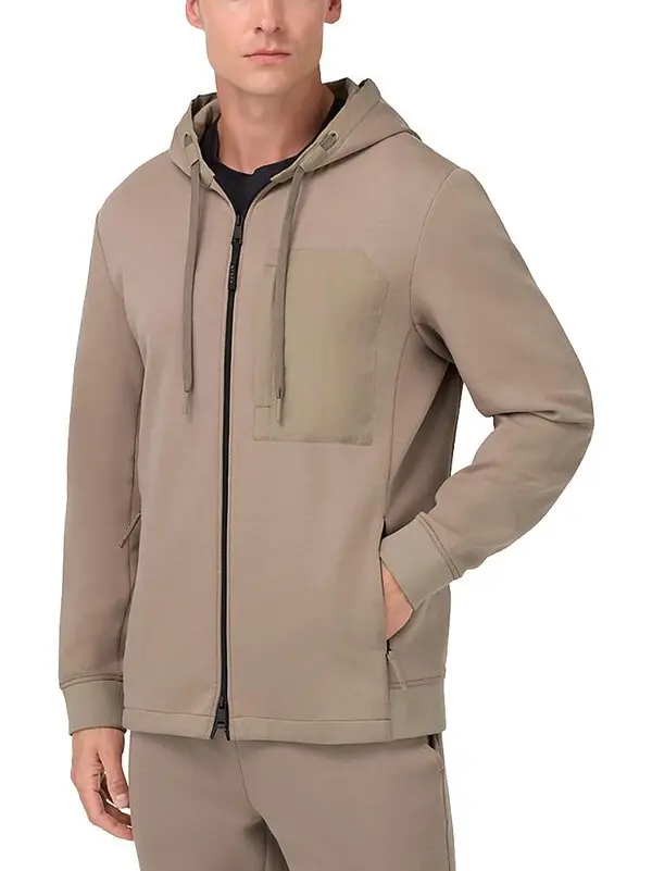 Boggi Milano Cotton Blend Scuba Hoodie - Taupe
