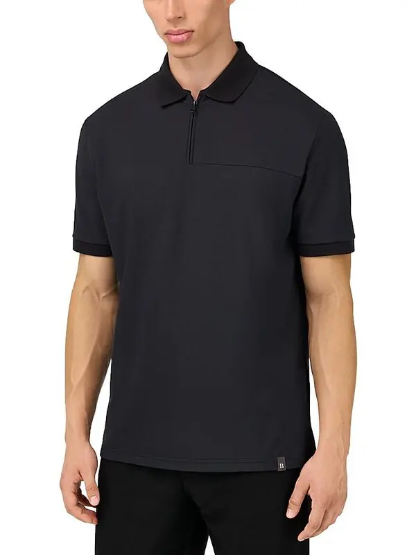 Boggi Milano Cool Jade Half Zip Polo Shirt - Black