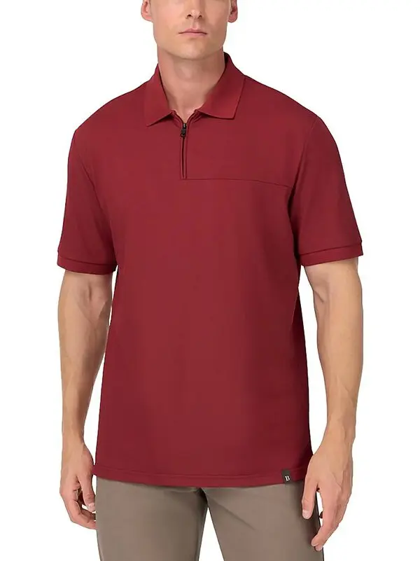 Boggi Milano Cool Jade Half Zip Polo Shirt - Burgundy