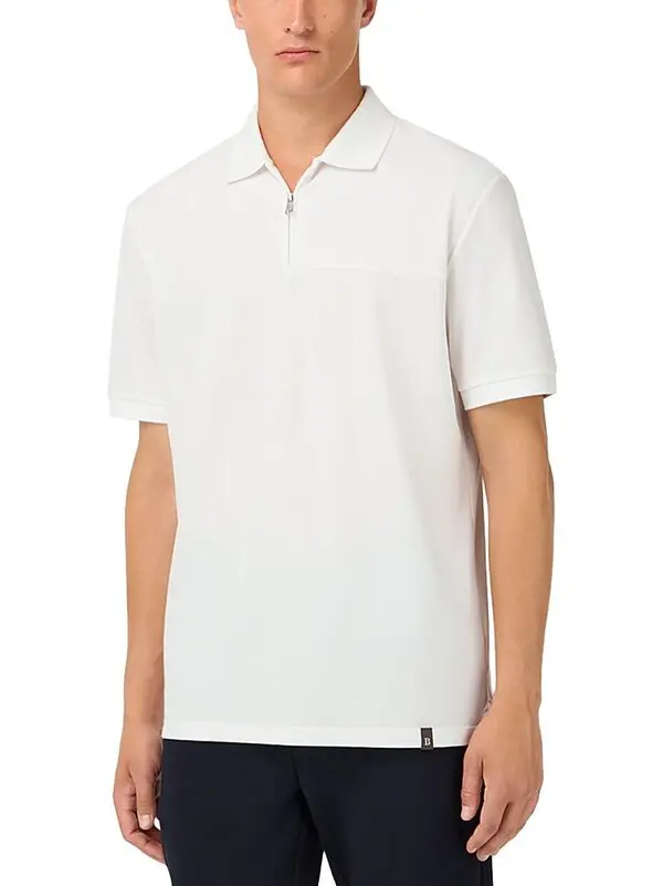 Boggi Milano Cool Jade Half Zip Polo Shirt - White