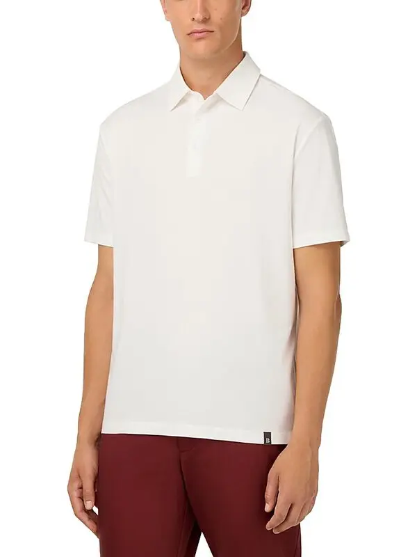 Boggi Milano Polo Shirt In Stretch Supima Cotton - White