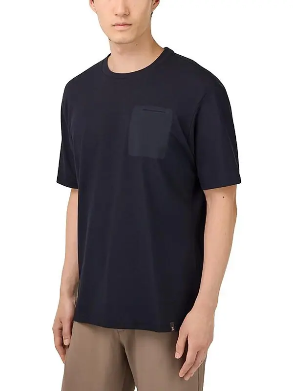 Boggi Milano Cool Jade Pique Pocket Tee - Navy Blue