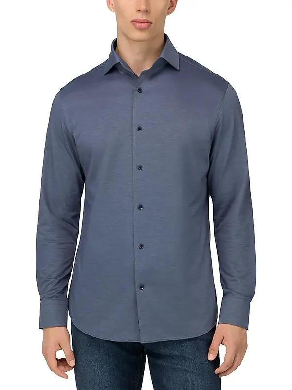 Boggi Milano Regular Fit Japanese Jersey Shirt - Indigo