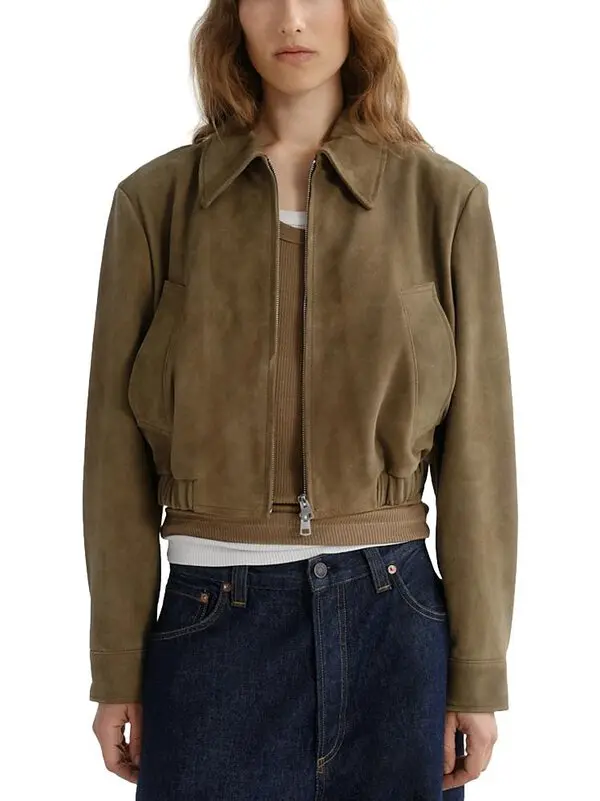 AGOLDE Nahla Suede Cropped Jacket - Canopy