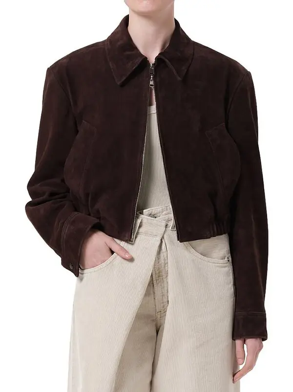 AGOLDE Nahla Suede Cropped Jacket - Root