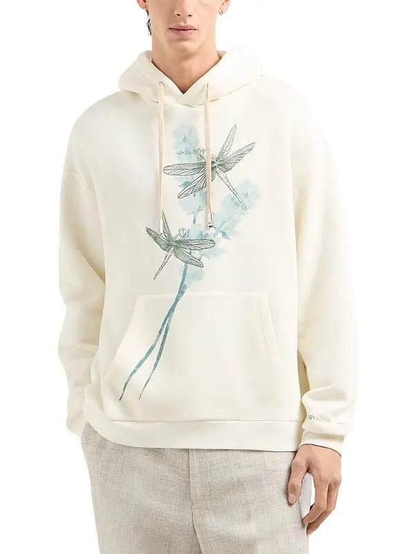 Emporio Armani Dragonfly Hooded Sweatshirt - Cream