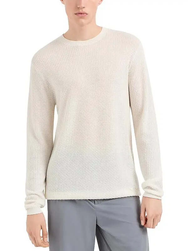 Emporio Armani Geometric Knitted Wool Pullover - Off White