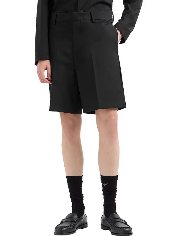 Emporio Armani Regular Fit Wool Bermuda Shorts - Black Beauty