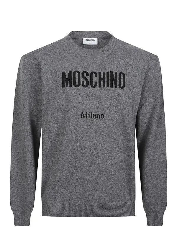 Moschino Printed Logo Pullover Sweater - Grey