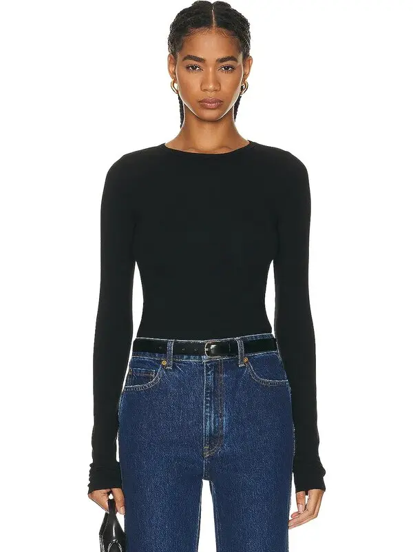 Eterne Long Sleeve Fitted Top - Black