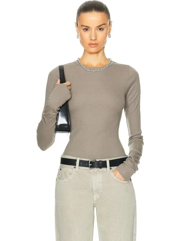 Eterne Long Sleeve Fitted Top - Clay