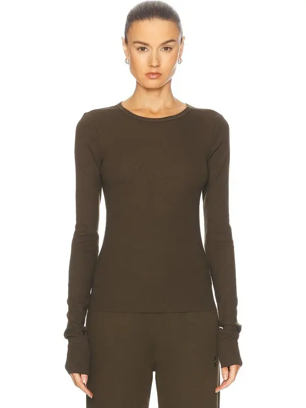 Eterne Long Sleeve Fitted Top - Moss