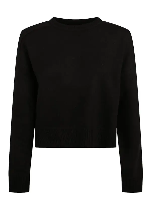 Loulou De Saison Bruzzi Lds Cropped Round Neck Sweater - Black