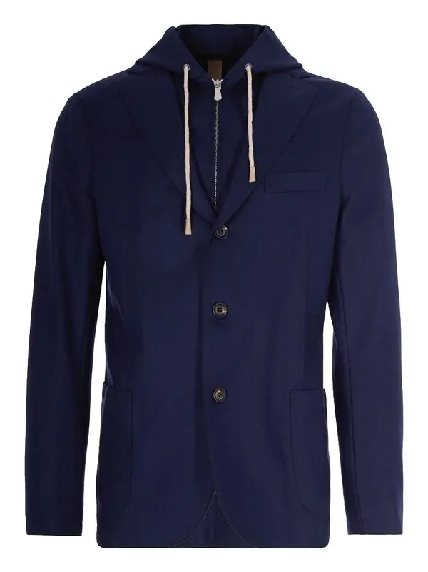 Eleventy Wool Blend Jacket - Blue