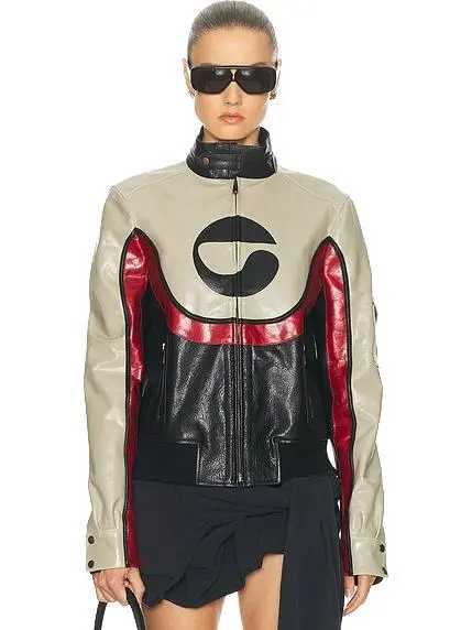 Coperni C Logo Leather Jacket - Multicolour