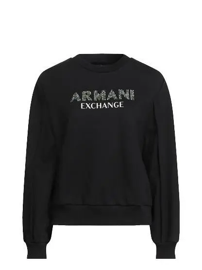 Armani Exchange Crewneck Sweatshirt With Appliqués - Black