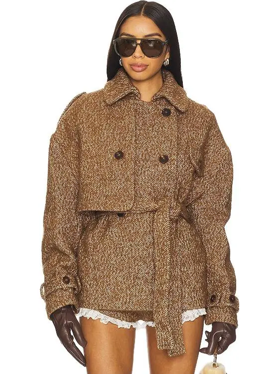 YUHAN WANG Herringbone Coat - Hazelnut