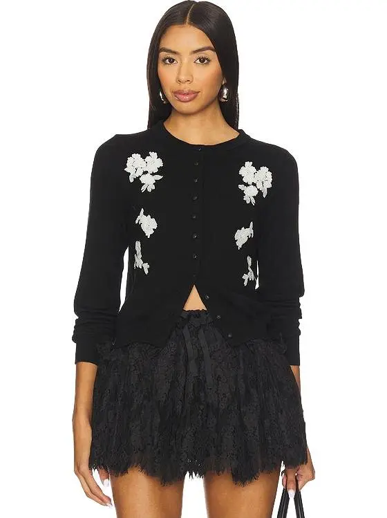 YUHAN WANG Floral Sequin Cardigan - Black