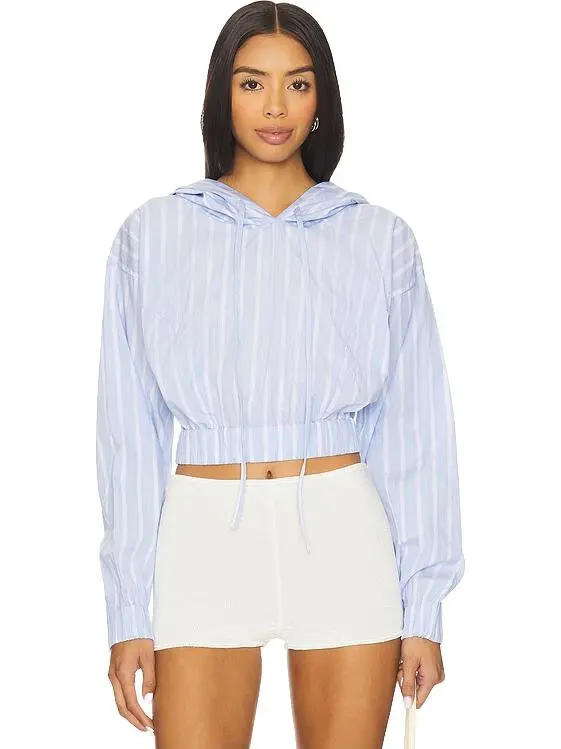 YUHAN WANG Stripe Hoodie Top - Blue