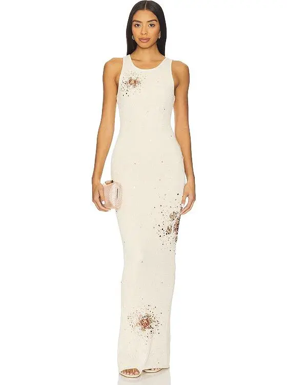 ASTA RESORT Natalia Hand Embroidered Dress - Salt Sequin