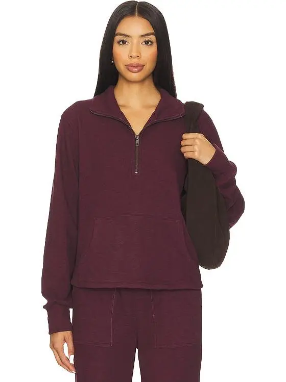 BOBI Half Zip Funnel Neck Sweatshirt - Port