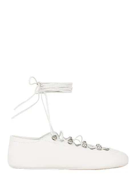 Alexander Wang Vyolette Lace Up Flat - Optic White