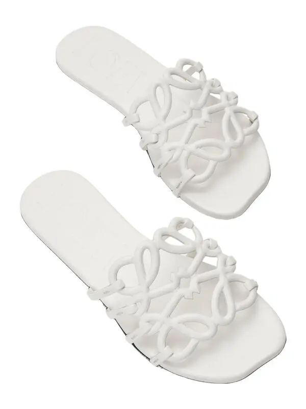 Loewe Anagram Leather Slides - Anthurium White