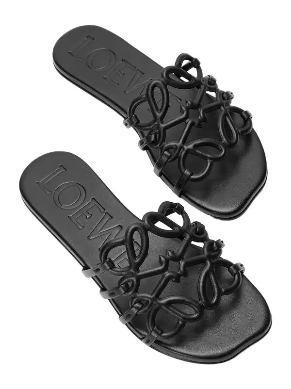 Loewe Anagram Leather Slides - Black