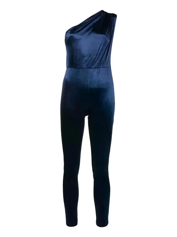 Atlein Velvet One-shoulder Jumpsuit - Blue