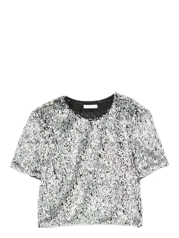 AREA Sequin Embellished T-shirt - Silver