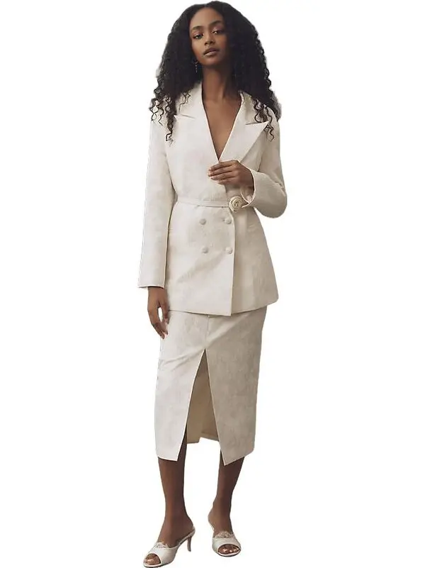 HUTCH Jacquard Blazer And Midi Skirt Set - Ivory Jacquard