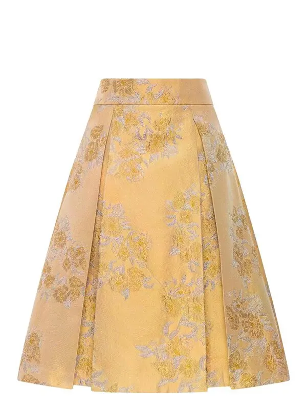 Malìparmi Floral Pleated A-line Mini Skirt - Gold