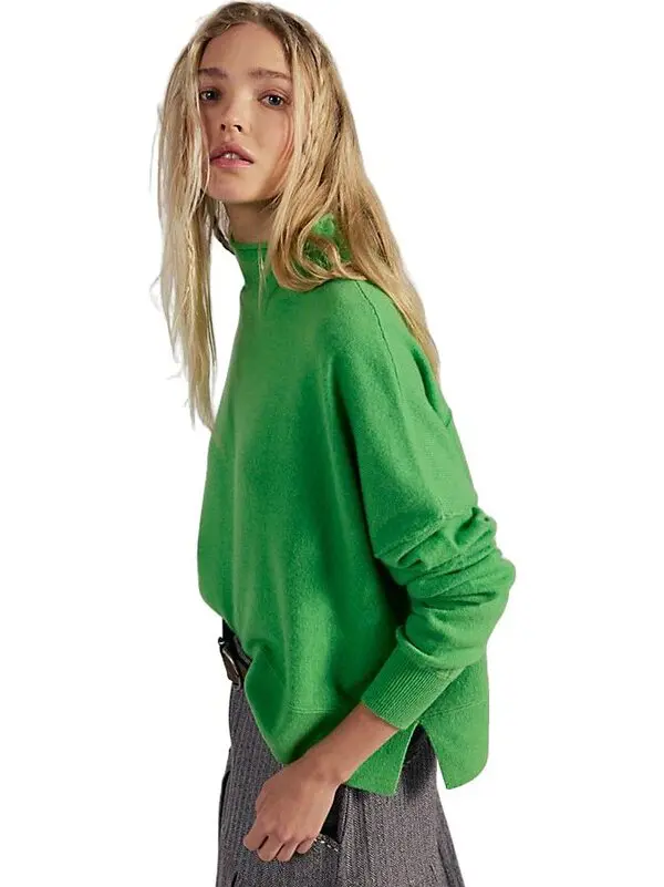 Free People Ambrose Cashmere Turtleneck Sweater - Lime Green